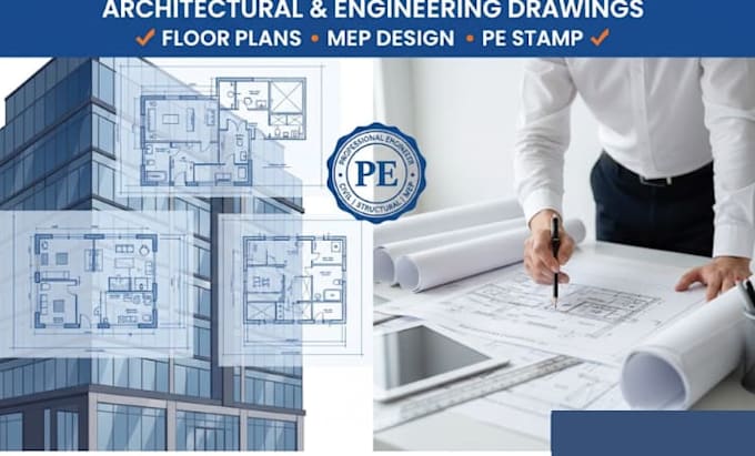 Do architectural and engineering drawing floor plan pe stamp mep city ...