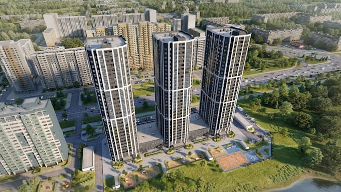 Buildup high rise building, residential tower,urban landscape,aerial ...