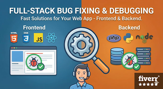Conserte bugs de html, css, javascript, react e backend no seu site