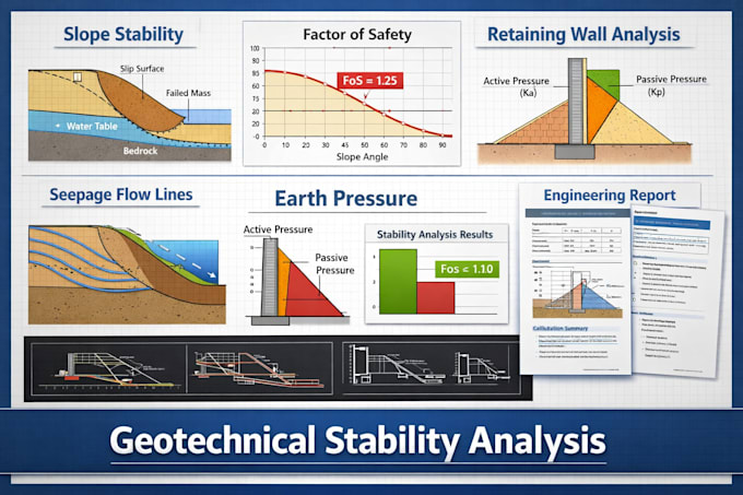 Perform slope stability and retaining wall geotechnical analysis by ...