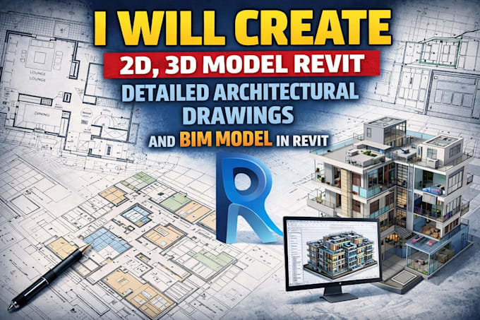 Create 2d, 3d model revit detailed architectural drawings and bim model ...