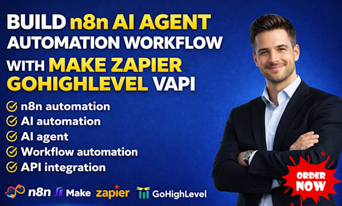 Build n8n automation n8n workflows ai agent with make zapier ...