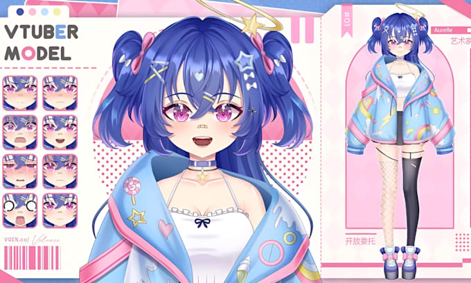 Vtuber model live2d vtuber rig 2d anime chibi vtuber design by Pius ...