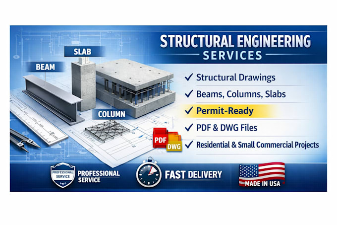 Create structural drawings for beams, columns, slabs for permit ...