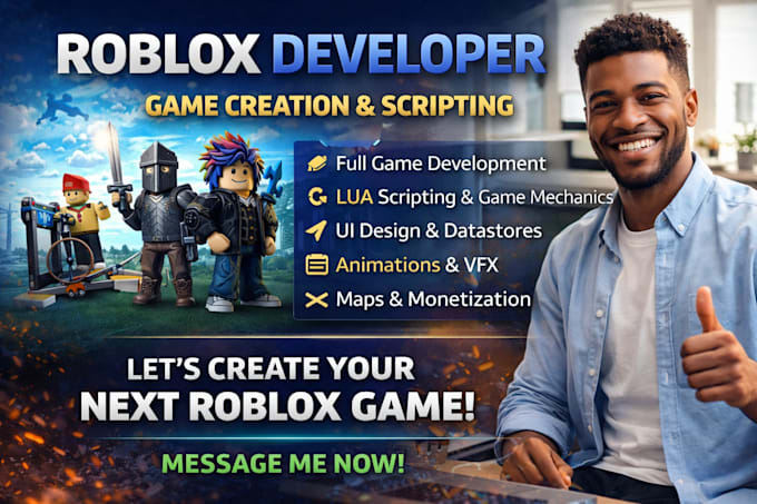 Be your expert roblox game developer, roblox developer,lua, roblox game ...