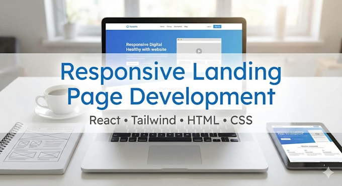 Build a responsive landing page using react, html, css, and tailwind by ...