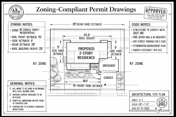 Create zoning compliant construction drawings for city permits by Miral ...