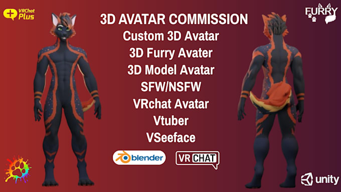 Do vrchat,3d furry avatar model,3d vrchat avatar, nsfw model, 3d furry ...