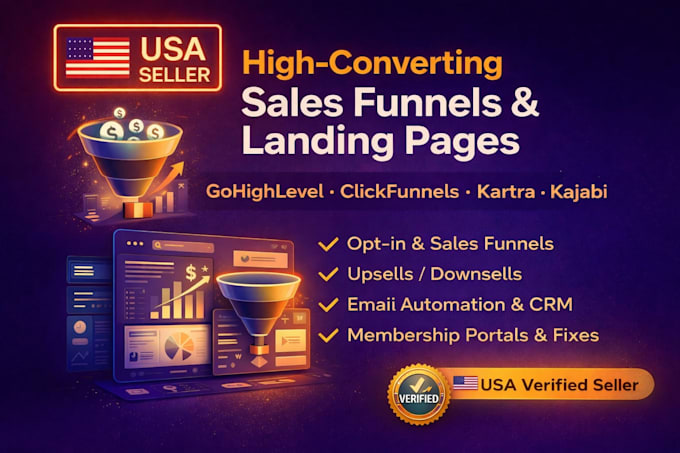 Design sales funnel gohighlevel landing page clickfunnels kartra kajabi ...