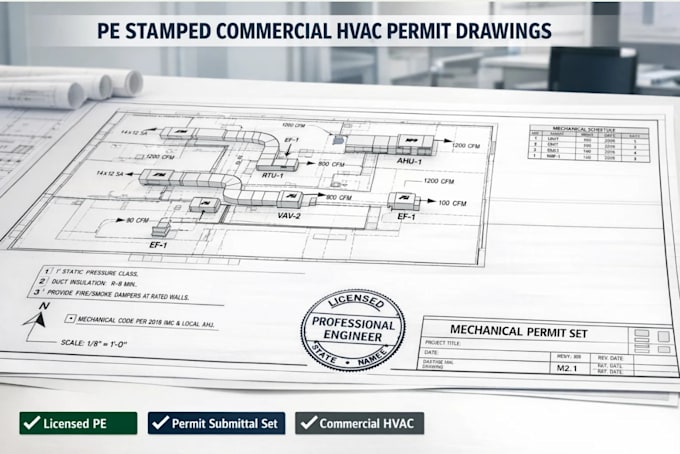 Deliver licensed pe stamped hvac drawings for texas commercial permits ...