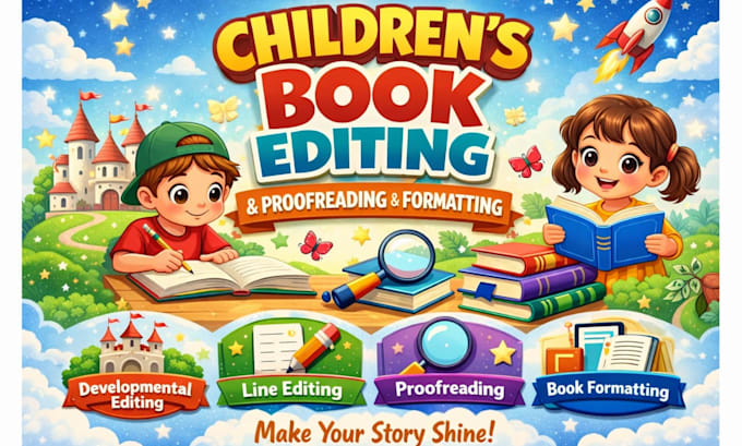 Do children book editing and formatting, proofread, developmental line ...