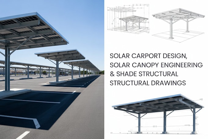 Solar carport permit drawings, code compliant solar canopy, parking lot ...