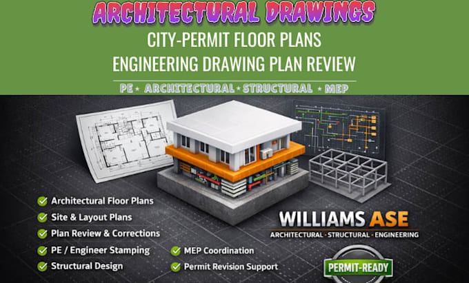 Architectural drawings, city permit, floor plans, plan review, us ...