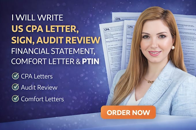 Write, sign us cpa letter, audit review financial statement, comfort ...