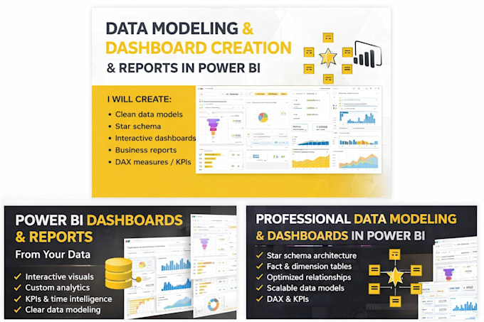 Create power bi dashboards and data models with star schema by ...