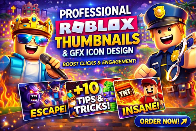 Make a professional roblox thumbnail, cartoon roblox thumbnail, roblox ...