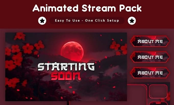 Design premium stream twitch overlay animated overlay obs overlay for ...