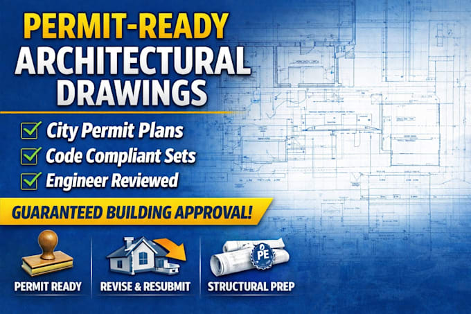 Permit ready architectural drawings city permit plans building approval ...
