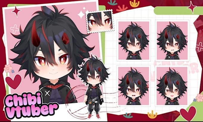 Desenhar png tuber chibi fofo rigging modelo vtuber live2d png tuber no ...