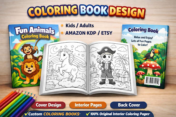 Design a professional coloring book cover and interior pages by ...