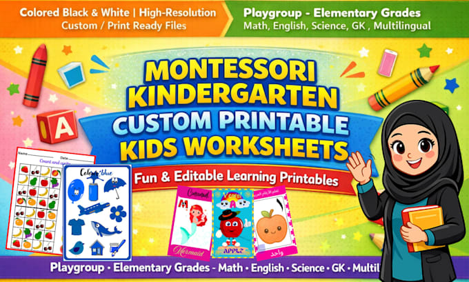 Design kindergarten ,printable, custom kids worksheets by ...