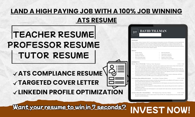 Write ats teacher lecturer resume professor resume and cover letter by ...