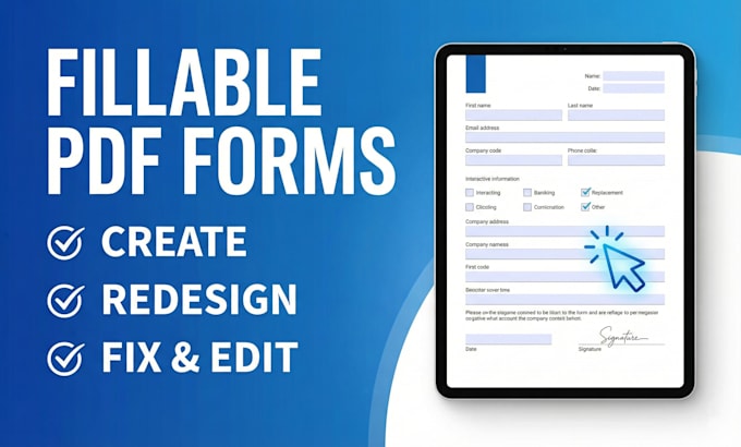 Create, redesign, convert, fixing, or make changes to your fillable pdf ...