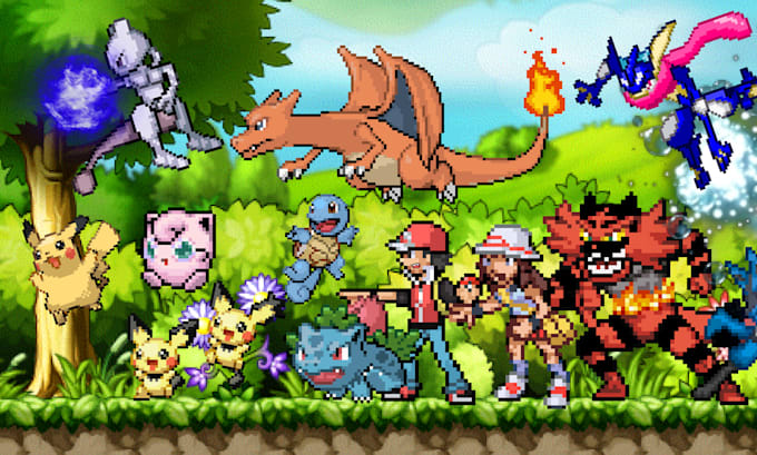 Make custom pixel game, pokemon fakemon trainer, spritesheet, pokemon ...
