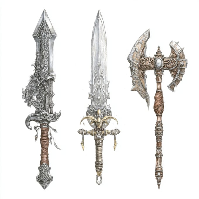 Draw custom fantasy dnd weapons art and props by Krisvwk | Fiverr