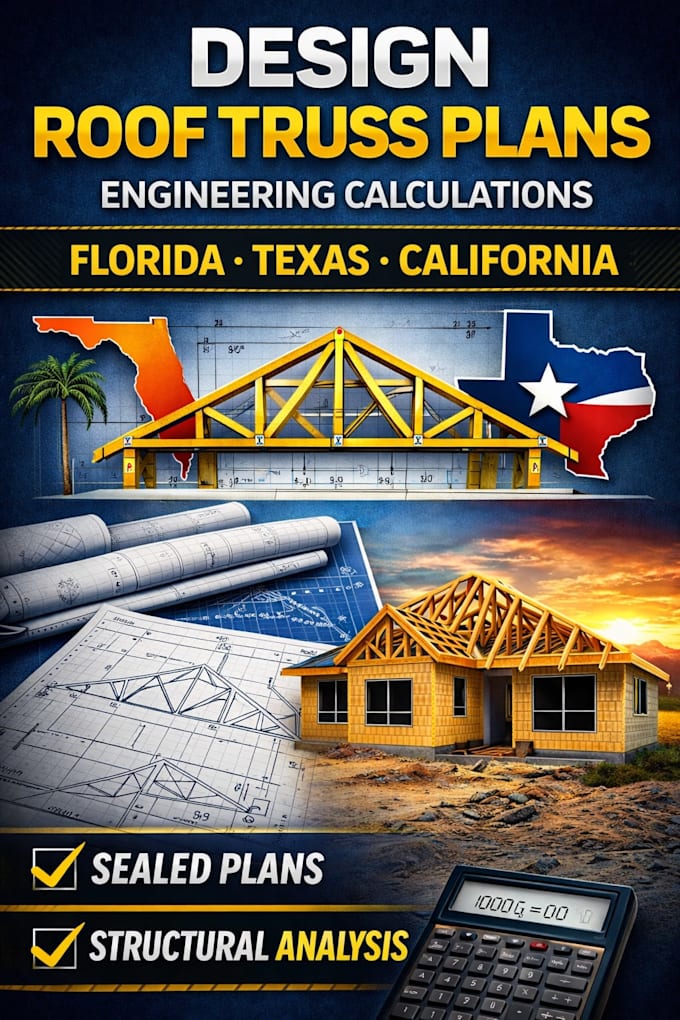 Design roof truss plans engineering calculations florida, texas ...