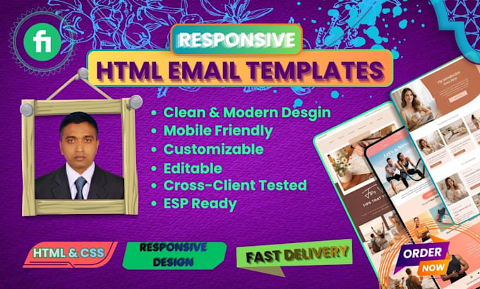 Create responsive and editable html email templates by Jahangir_rana ...