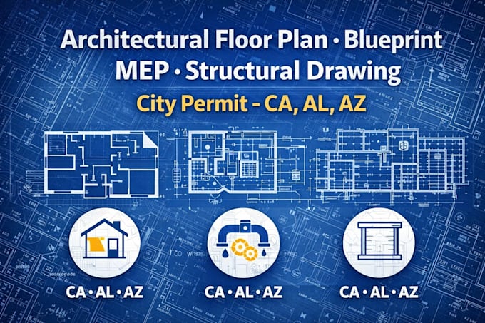 Architectural floor plan, blueprint mep, structural drawing ca al az ...