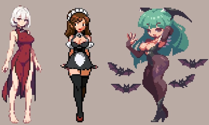 Draw pixel art character sprite sheet nsfw pixel art for your pixel ...