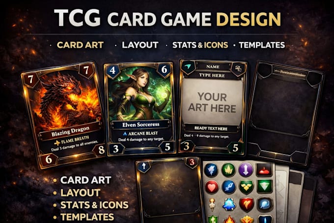 Design tcg card game, board game, card game art, and template by Thomas ...