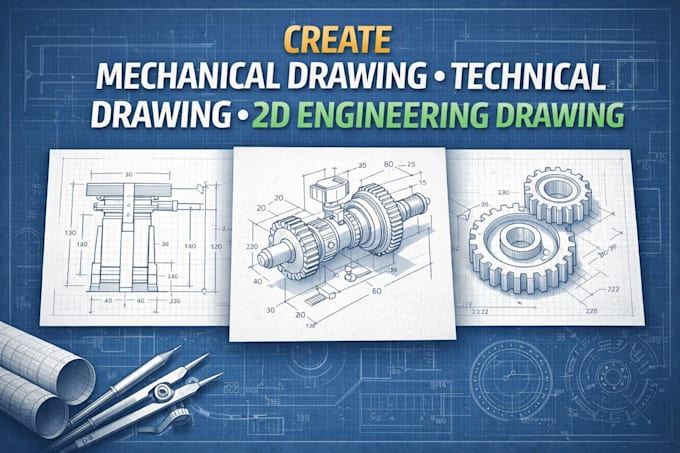 Create mechanical drawing, technical drawing, and 2d engineering ...