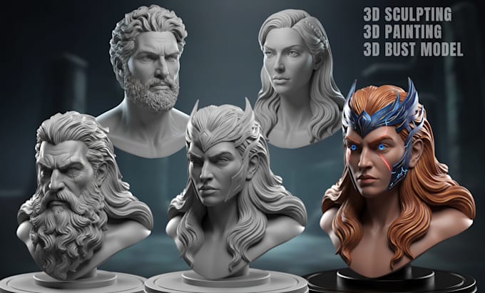 Sculpt paint 3d head, 3d bust statue full body 3d model, mmd figure for ...