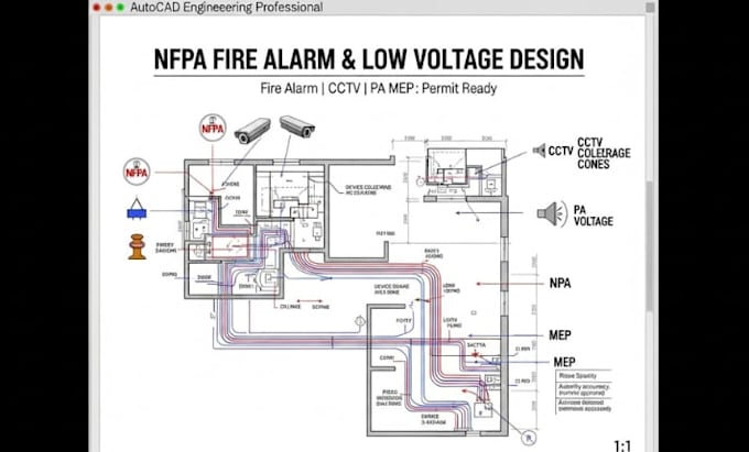 Draft fire alarm cctv pa mep low voltage cad engineering plans by ...