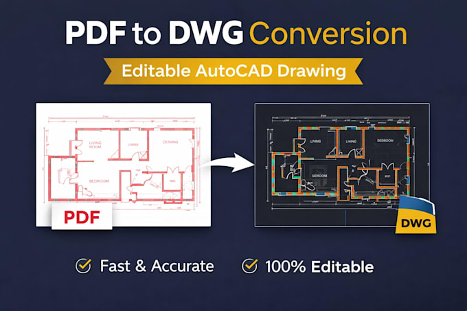 Convert pdf drawings to editable autocad dwg file by Rakeshmali961 | Fiverr
