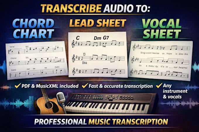 Transcribe audio to chord chart, lead sheet, or vocal sheet by James ...