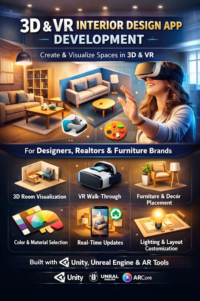 Develop 3d Vr Interior Decoration App Furniture App Architecture App