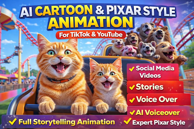 Create ai cartoon animation, pixar style video and 2d 3d animation ...