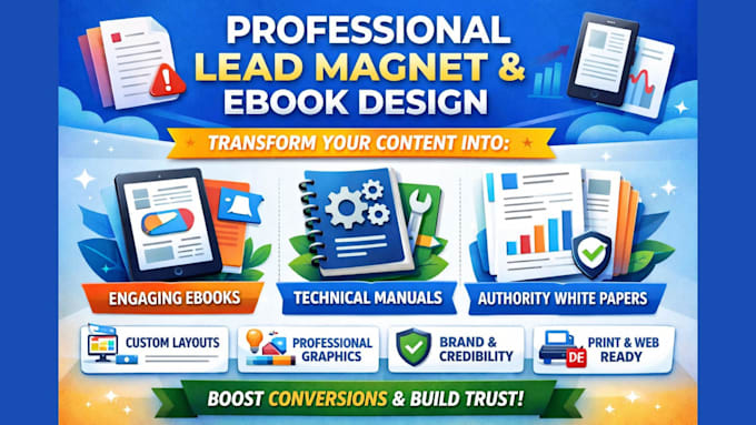 Design lead magnet pdf lead generator, ebook technical manual white ...