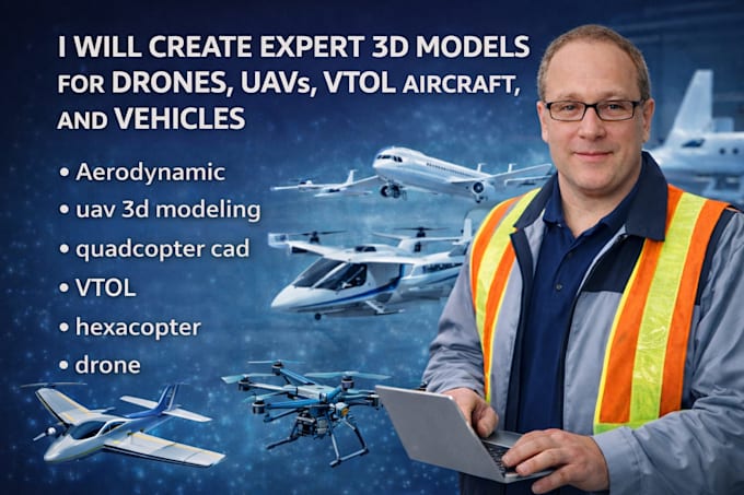 Create expert 3d models for drones, uavs, vtol aircraft, and vehicles ...