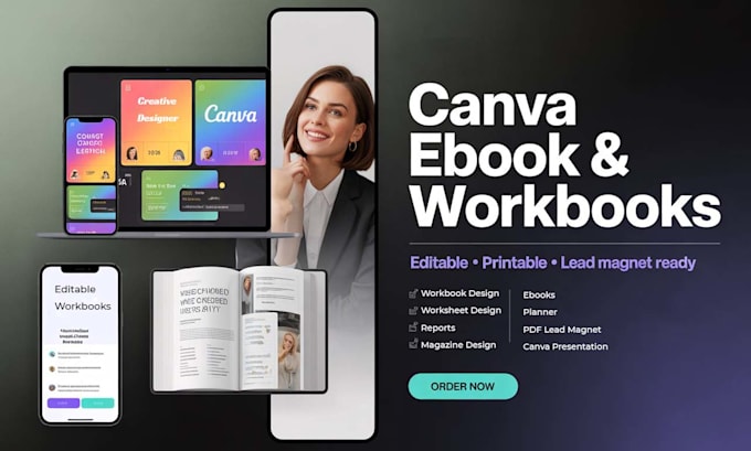 Design editable canva workbook, pdf design, journal , worksheet, canva ...