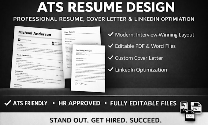 Design a modern, ats friendly resume, cv and cover letter by Jessica5uy ...