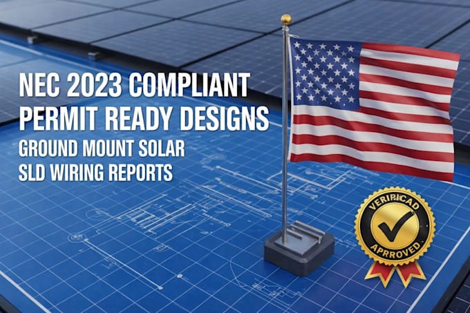 Nec 2023 permit ready ground mount solar site plan wiring sld shading ...