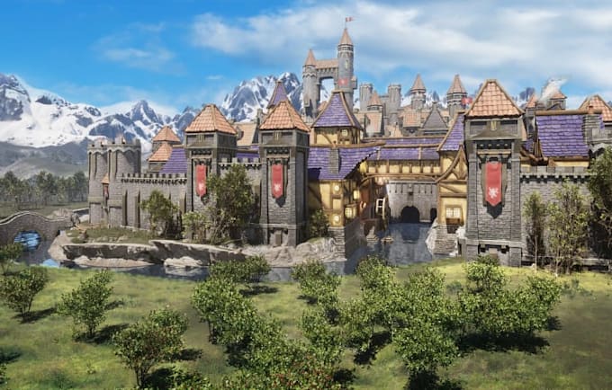 Build 3d game environment, fantasy game level design, open world map in ...