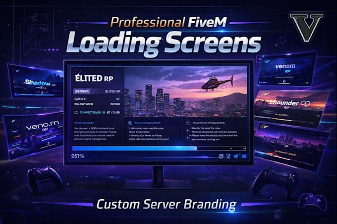 Create professional fivem loading screen, logo, and animated banner for ...