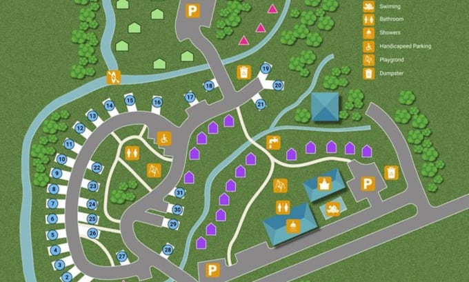 Create a rv park map, campground layout or resort site plan for your ...