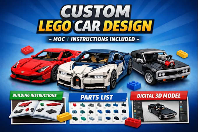 Create detailed lego car models with instructions by Jacobchiwara | Fiverr
